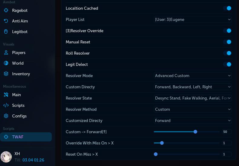 NeverLose.cc - Marketplace - Script "TWAF"