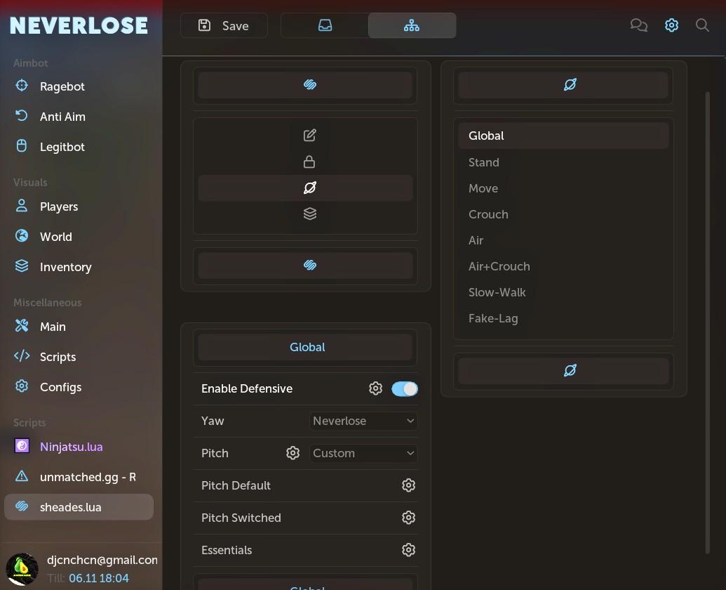 NeverLose.cc - Marketplace - Script "🥑sheades.lua🥑"