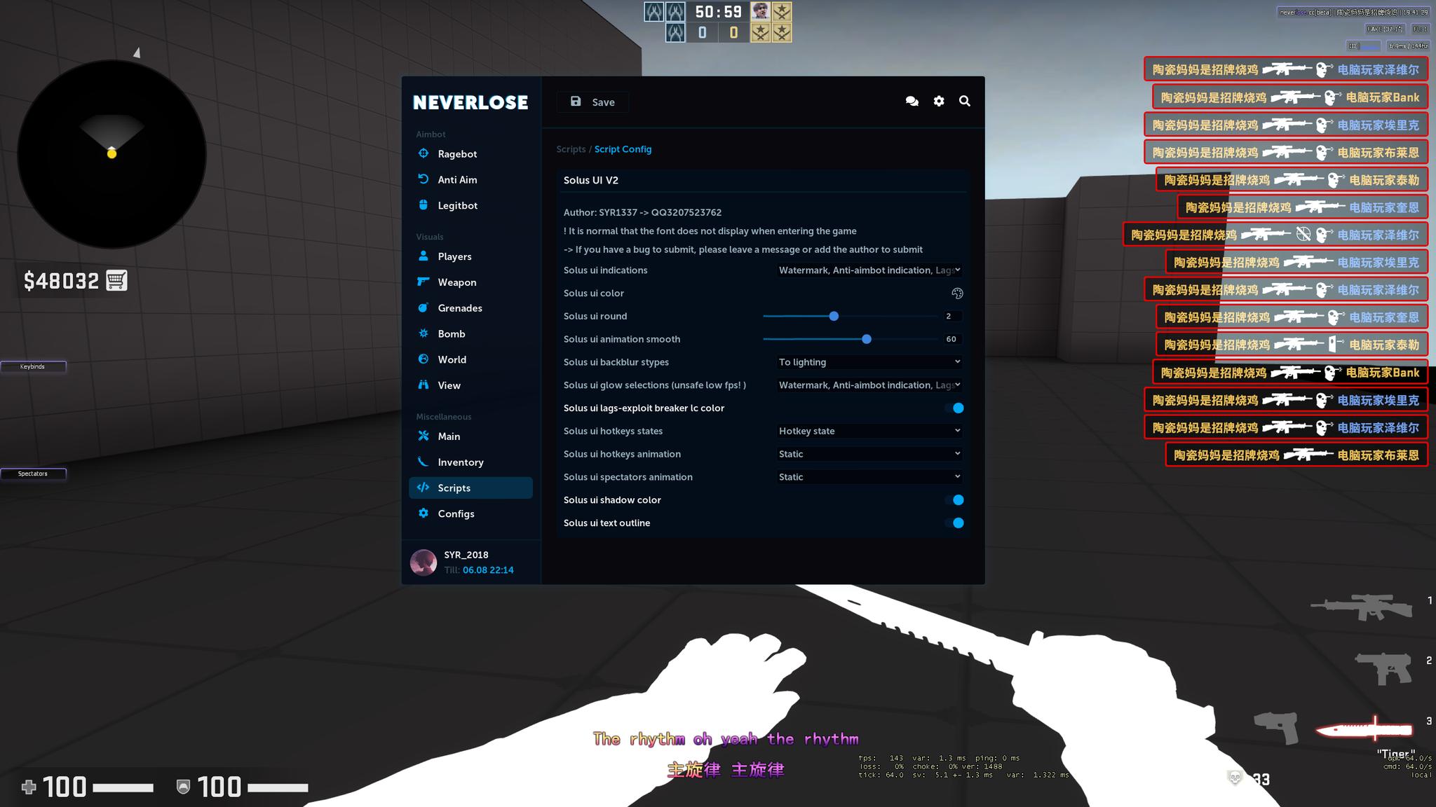 NeverLose.cc - Marketplace - Script " [Solus UI V2] - Watermark, Anti-aim, Lags, Hotkeys ...