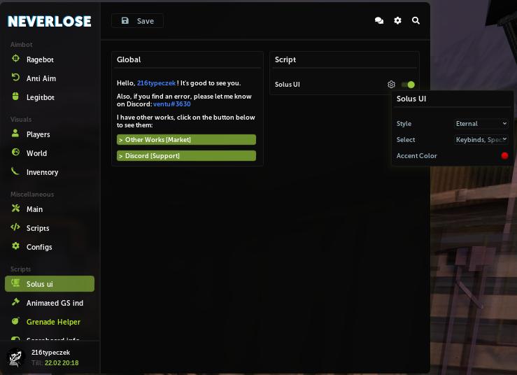 NeverLose.cc - Marketplace - Script " Solus UI [SOURCE] [50% OFF]"