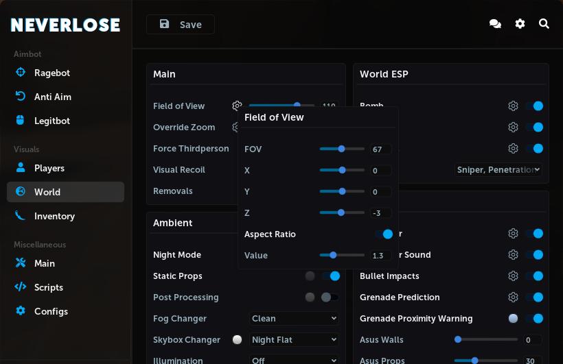 NeverLose.cc - Marketplace - Script "Add back view tab"
